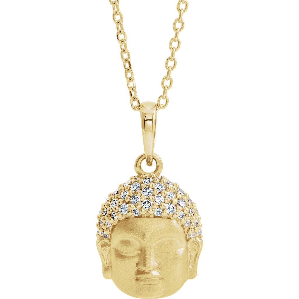 Platinum 14k Yellow Rose White Gold Silver Diamond Buddha Necklace – Bengjo