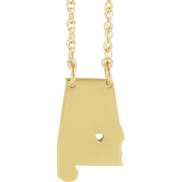 14k Gold 10k Gold Silver Alabama State Personalized City Necklace – Bengjo