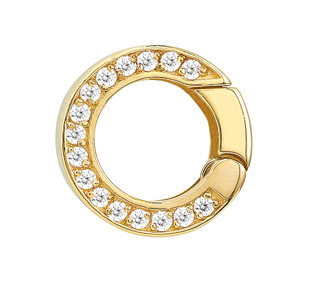 14k Gold Diamond Push Clasp Lock Connector Pendant Charm Hanger Bail ...