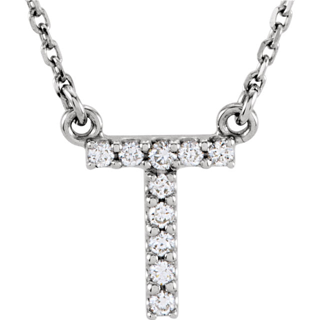 14k Gold 0.08 CTW Diamond Alphabet Initial Letter T Necklace – Bengjo